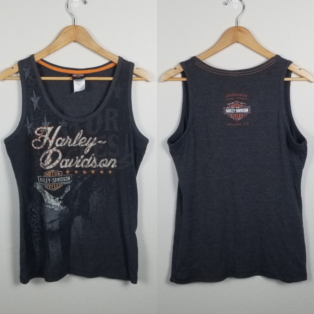 Harley Davidson Motorcycles Graphic Bedazzled Dark Gr… - Gem